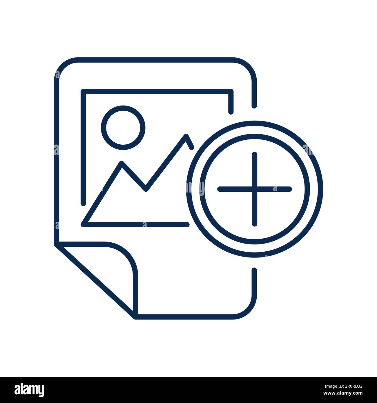 Image file adding blue monochrome linear icon. Picture moving to folder ...