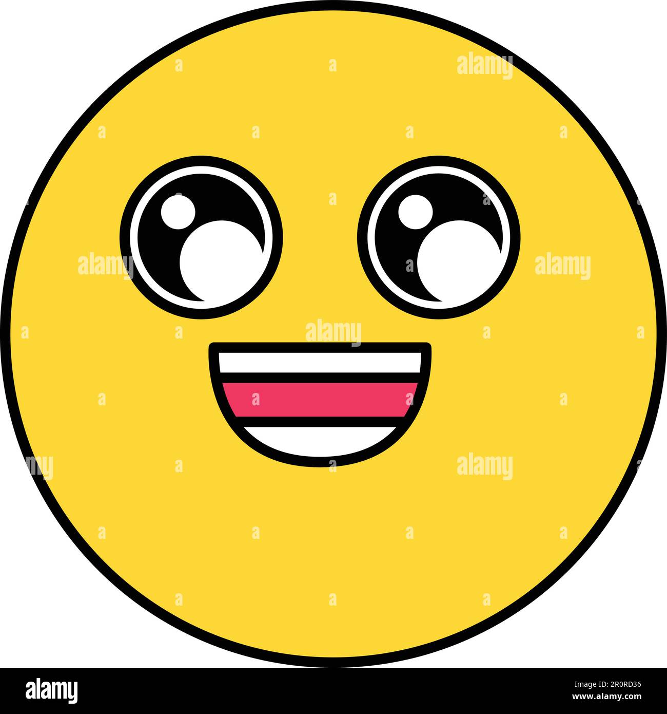 Wide smile emoji vector illustration. Cheerful emoticon. Yellow social ...