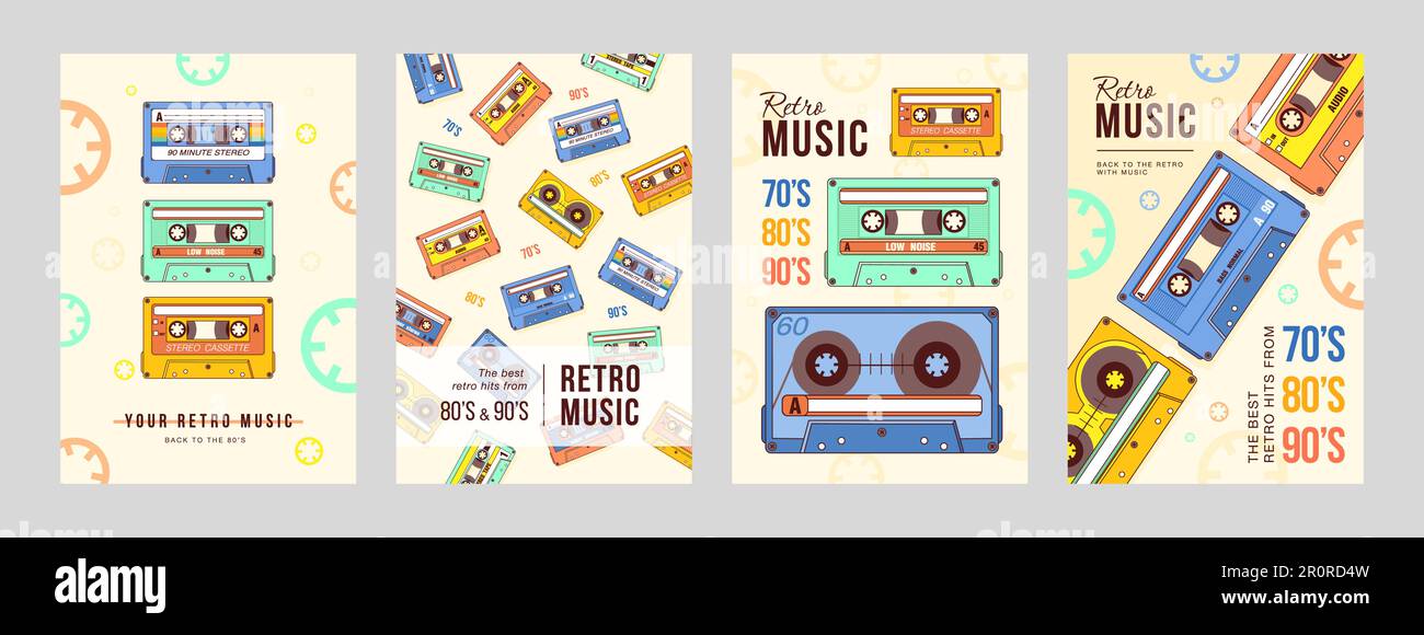 Trendy poster designs with audiocassettes Stock Vector Image & Art - Alamy