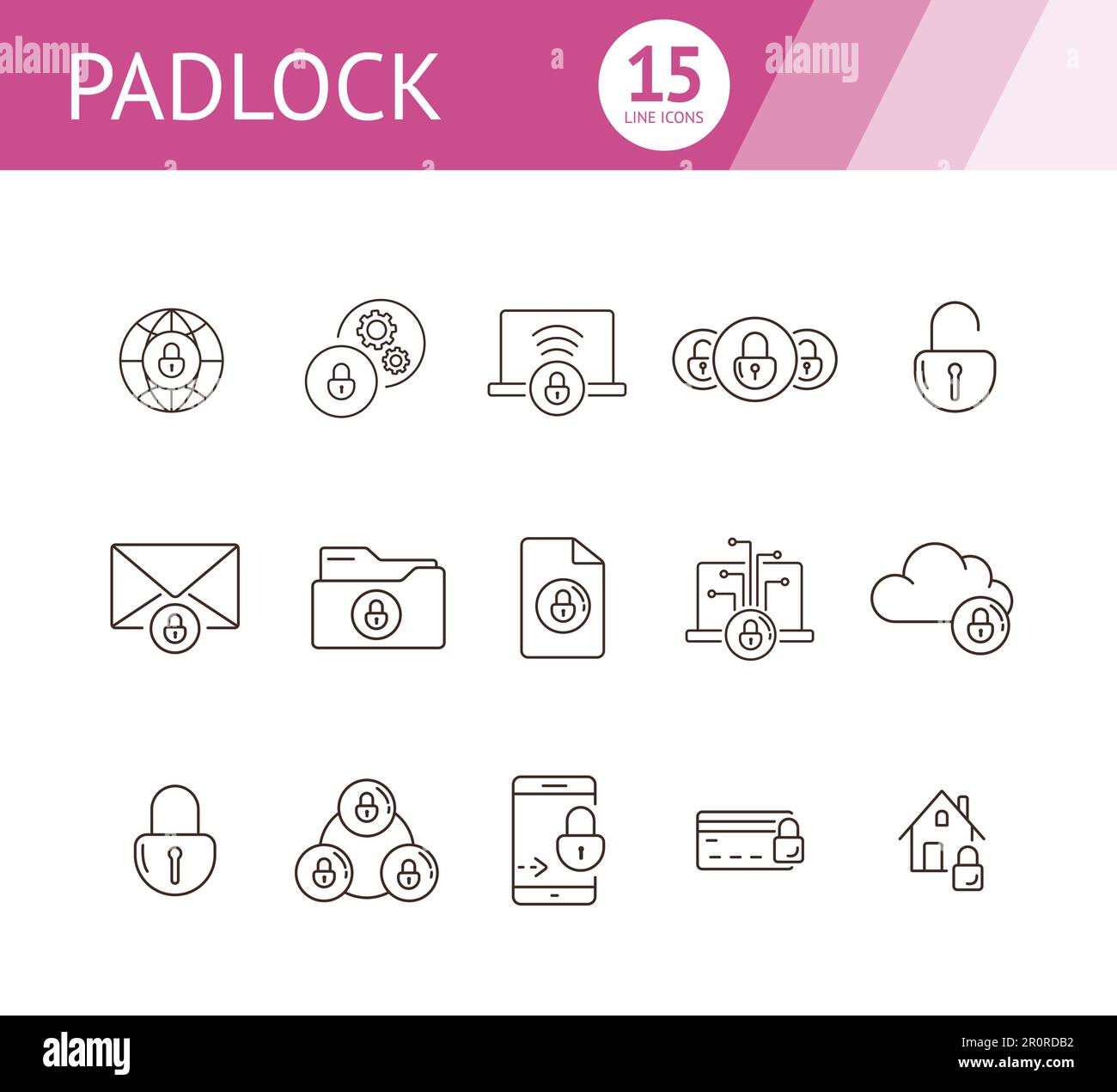 Padlock line icons Stock Vector Image & Art - Alamy
