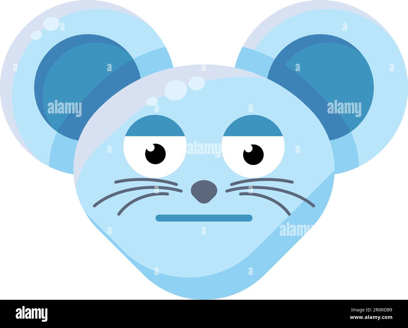 Mouse face bored emoticon flat sticker. Tired animal emoji, sleepy rat ...