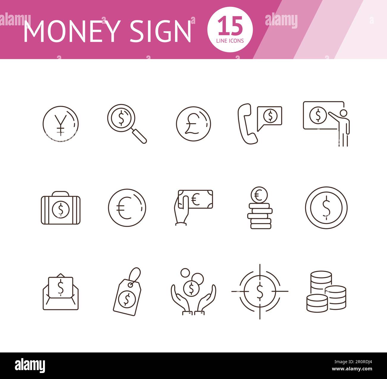 Money sign line icon set Stock Vector Image & Art - Alamy
