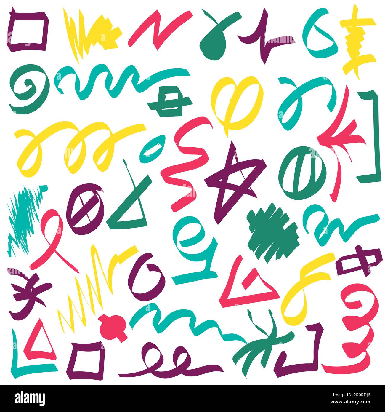 Funny Doodle Multicolored Figures Element Pattern. Trendy Modern ...