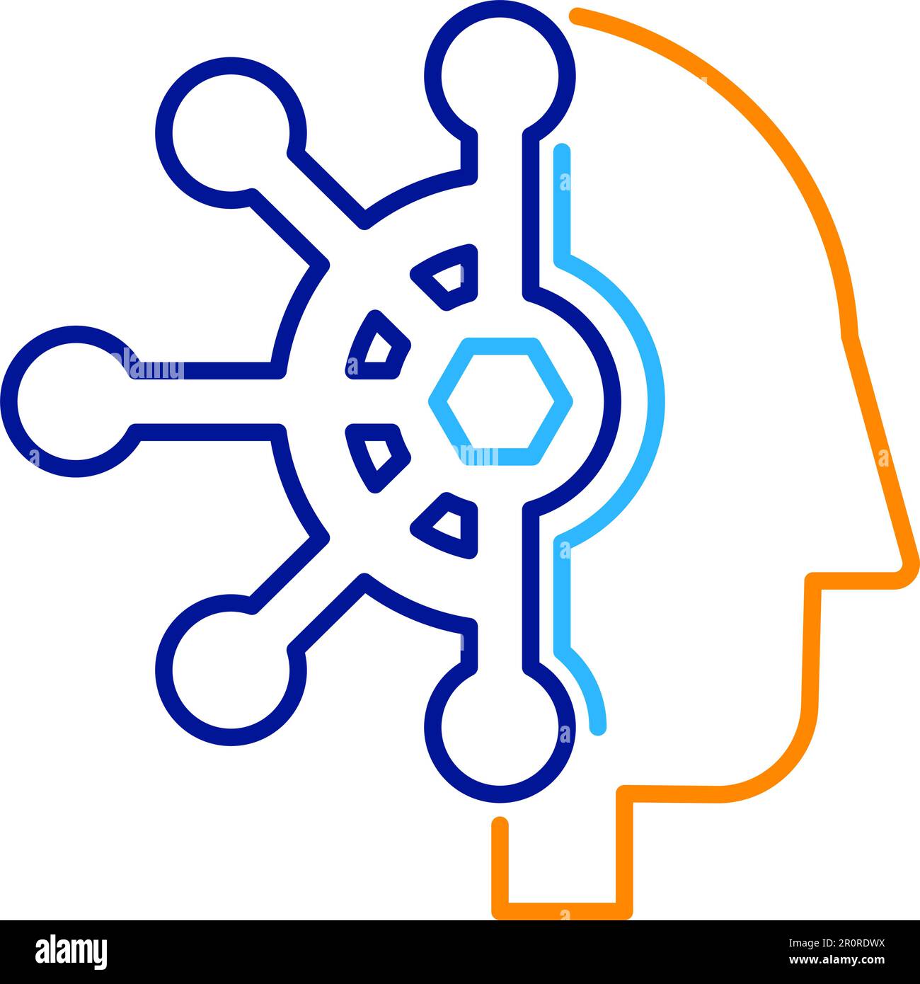 Human mind control linear vector icon isolated on white. Brain ...