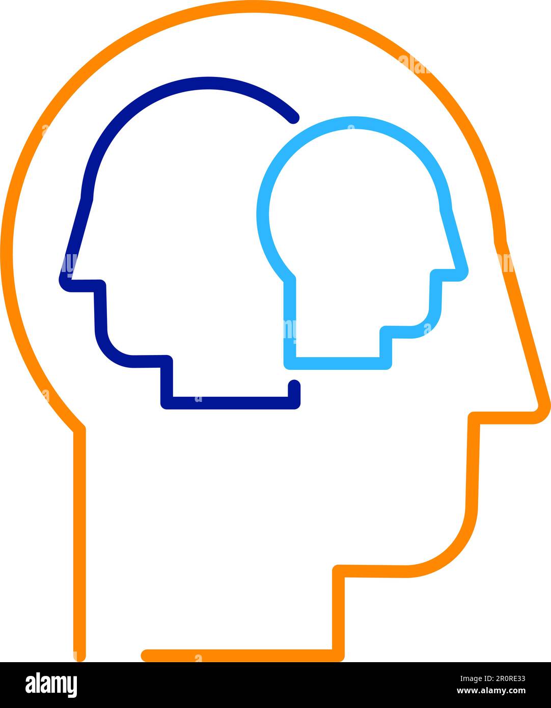 Introspection thin line vector icon isolated on white. Split personality disorder linear ...