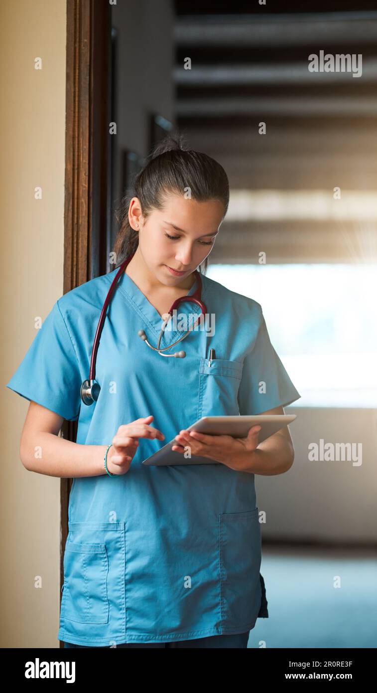 Saving lives with modern technology. a female nurse working on a ...