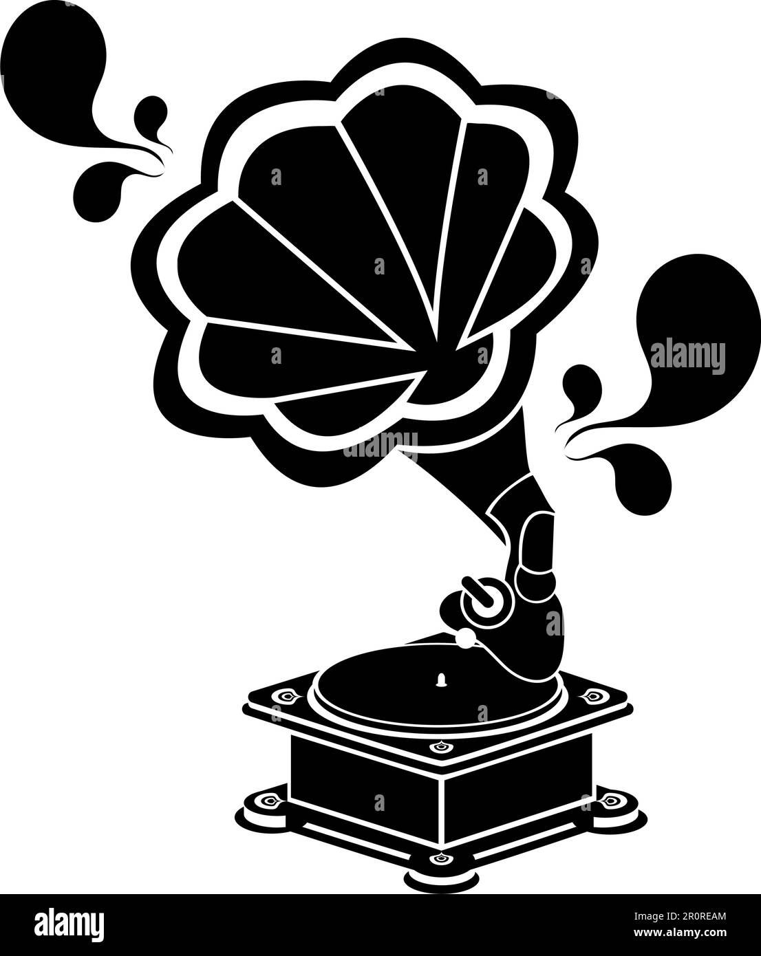 Gramophone glyph vector illustration. Antique vinyl player isolated ...