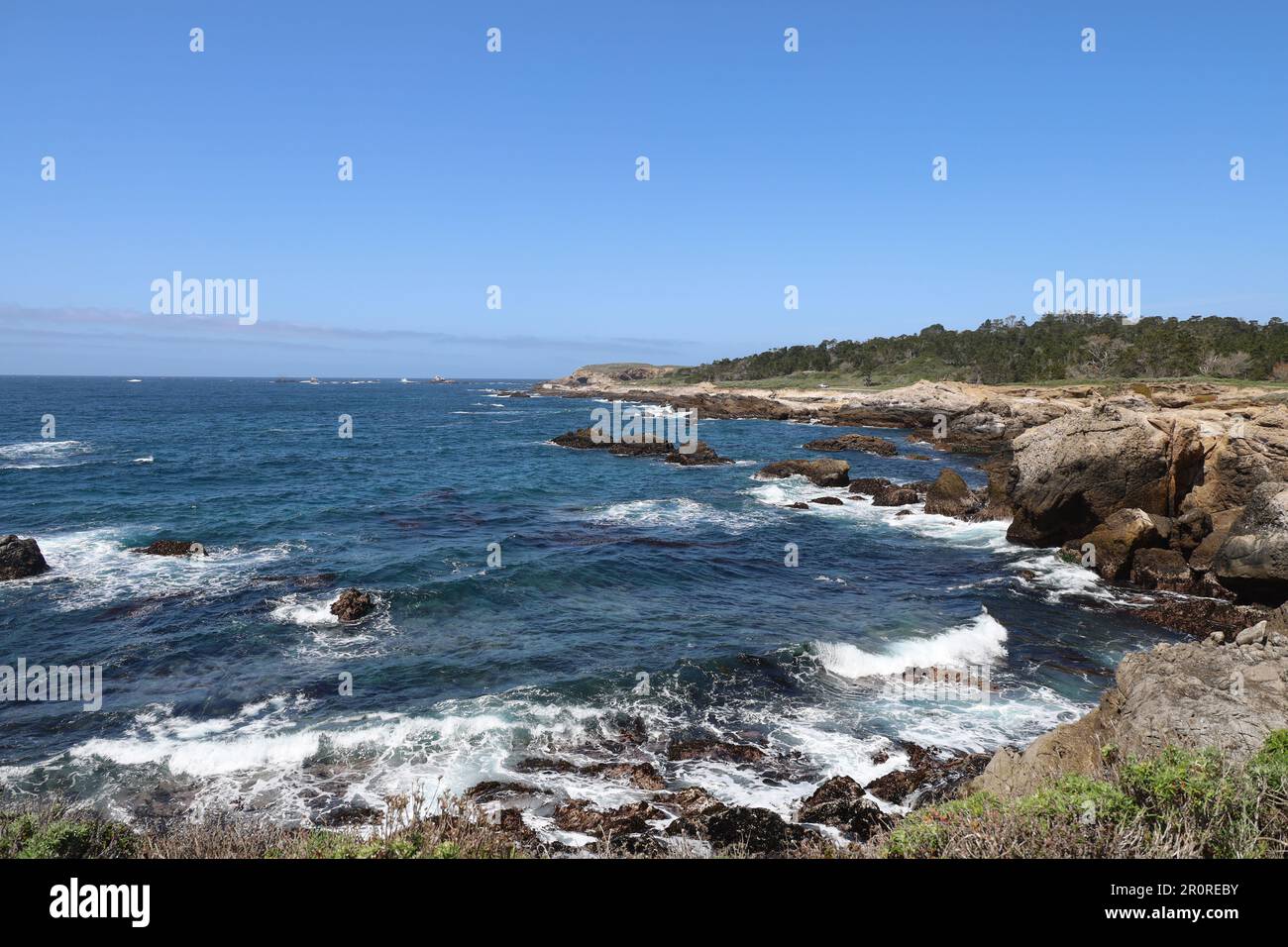 Rocks, beaches, and sky in Point Lobos State park in California Stock ...