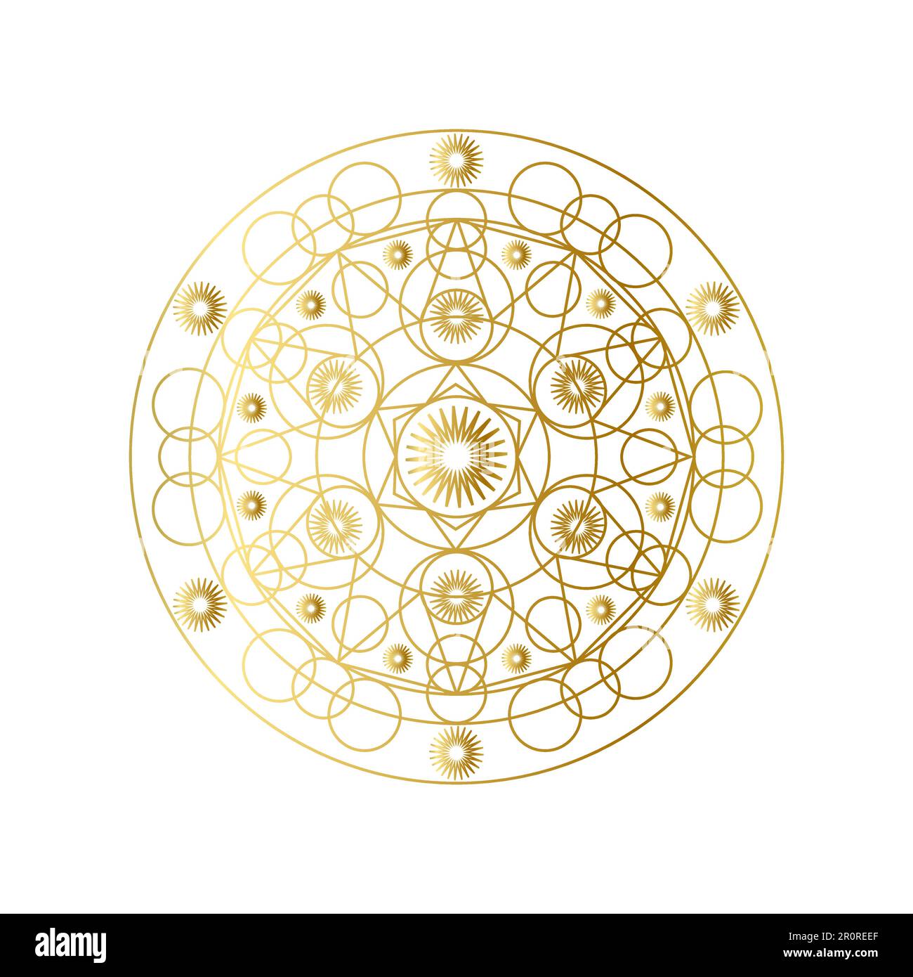 Golden abstract geometric mandala outline vector illustration ...