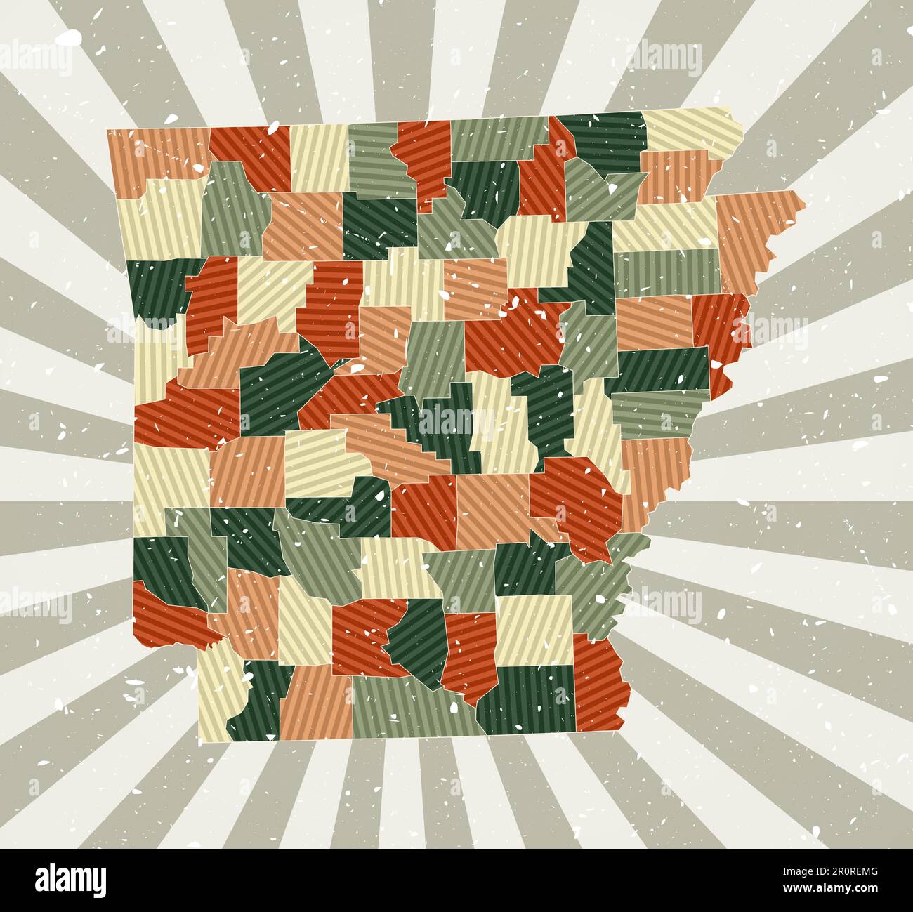 Arkansas vintage map. Grunge poster with map of the US state in retro ...