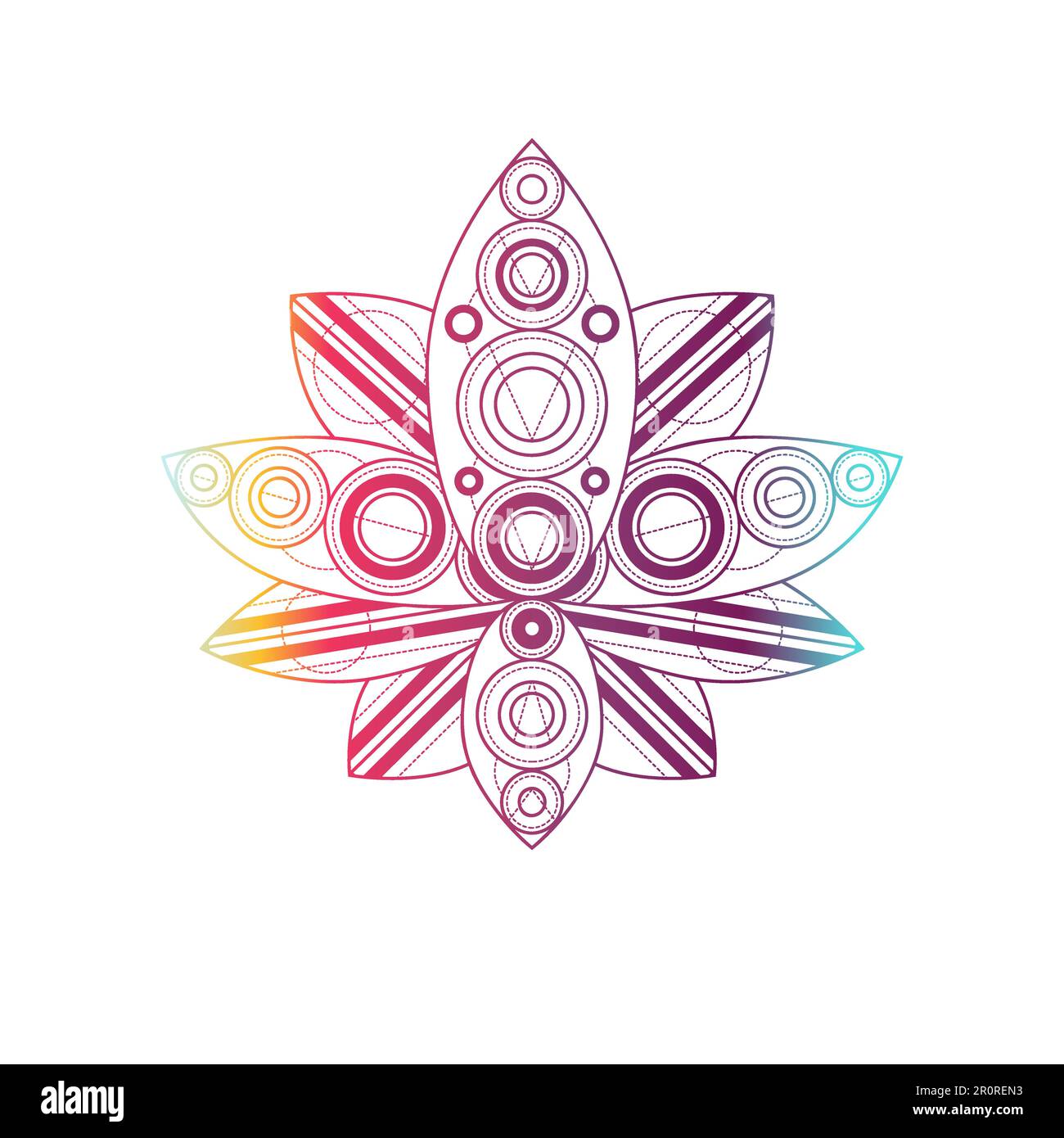 Lotus flower with geometric pattern vector linear illustration ...
