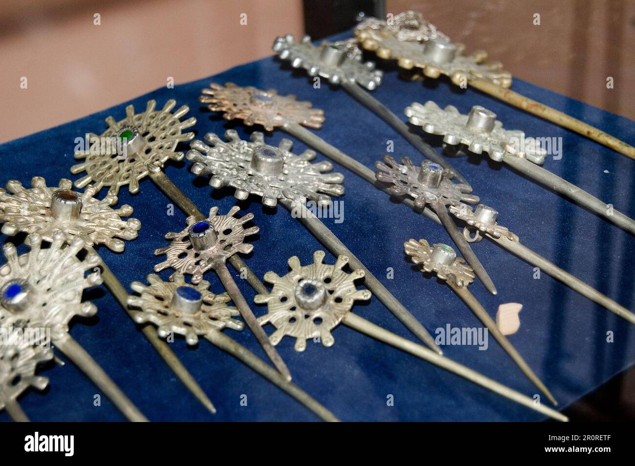 Tupu, traditional jewellery of kichwa women. Saraguro, Ecuador. Family ...