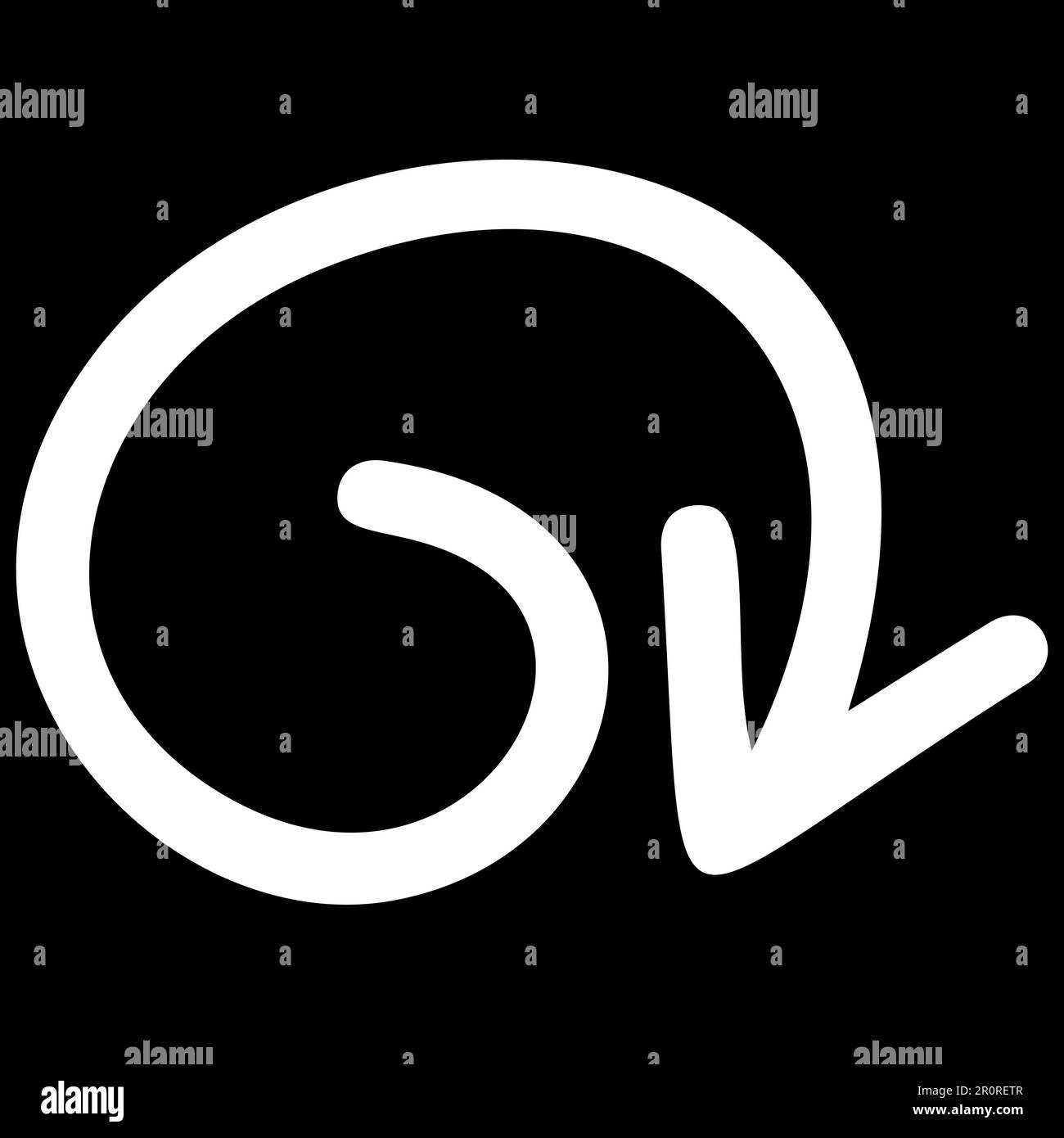 Spiral arrow hand drawn vector illustration. Navigation pointer sign ...