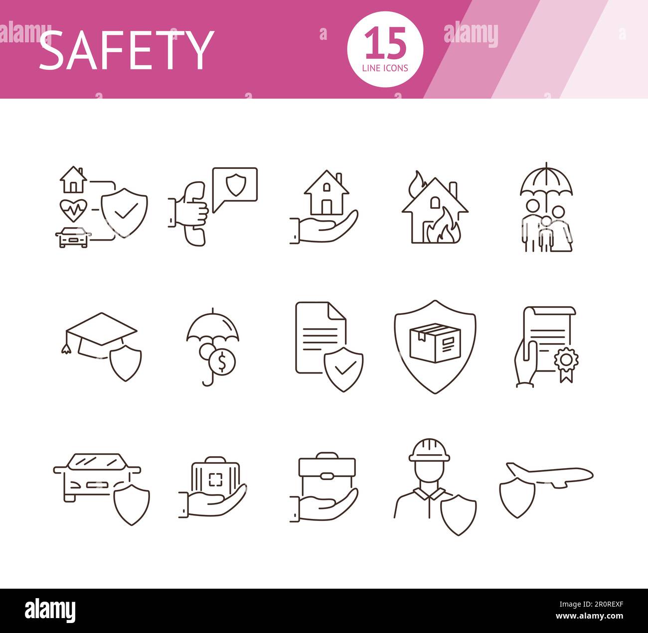 Safety line icon set Stock Vector Image & Art - Alamy