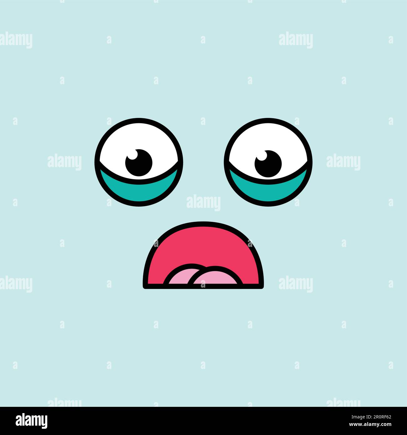 Shocked, scared emoji vector illustration. Fear emoticon, blue social ...