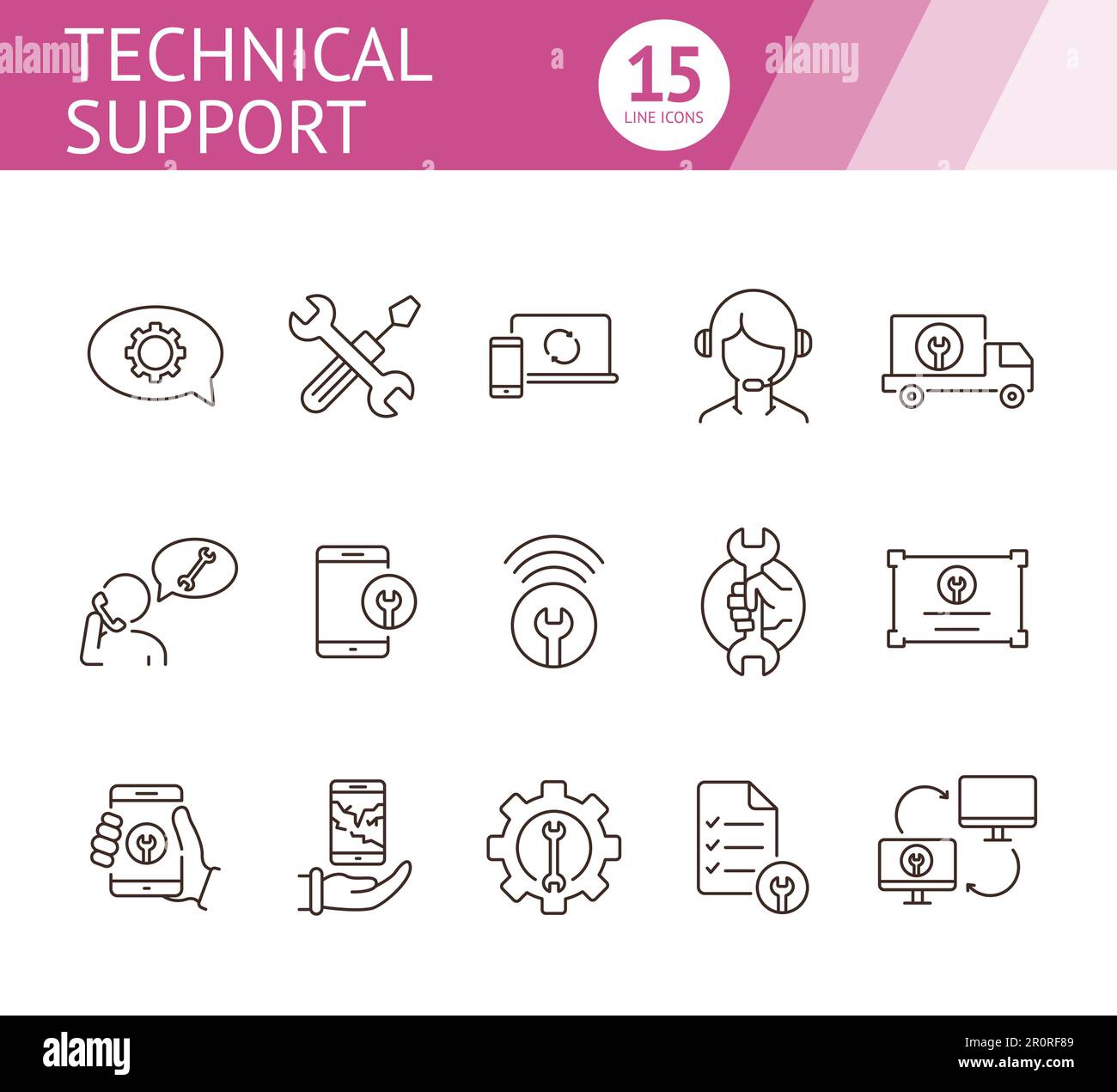 Technical support line icon set Stock Vector Image & Art - Alamy