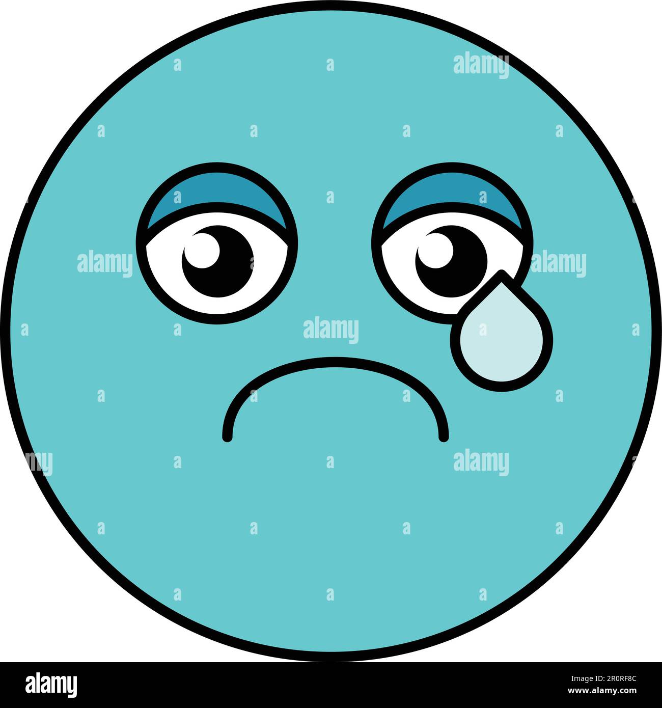 Sad, teary emoji vector illustration. Melancholy, teardrop emoticon ...