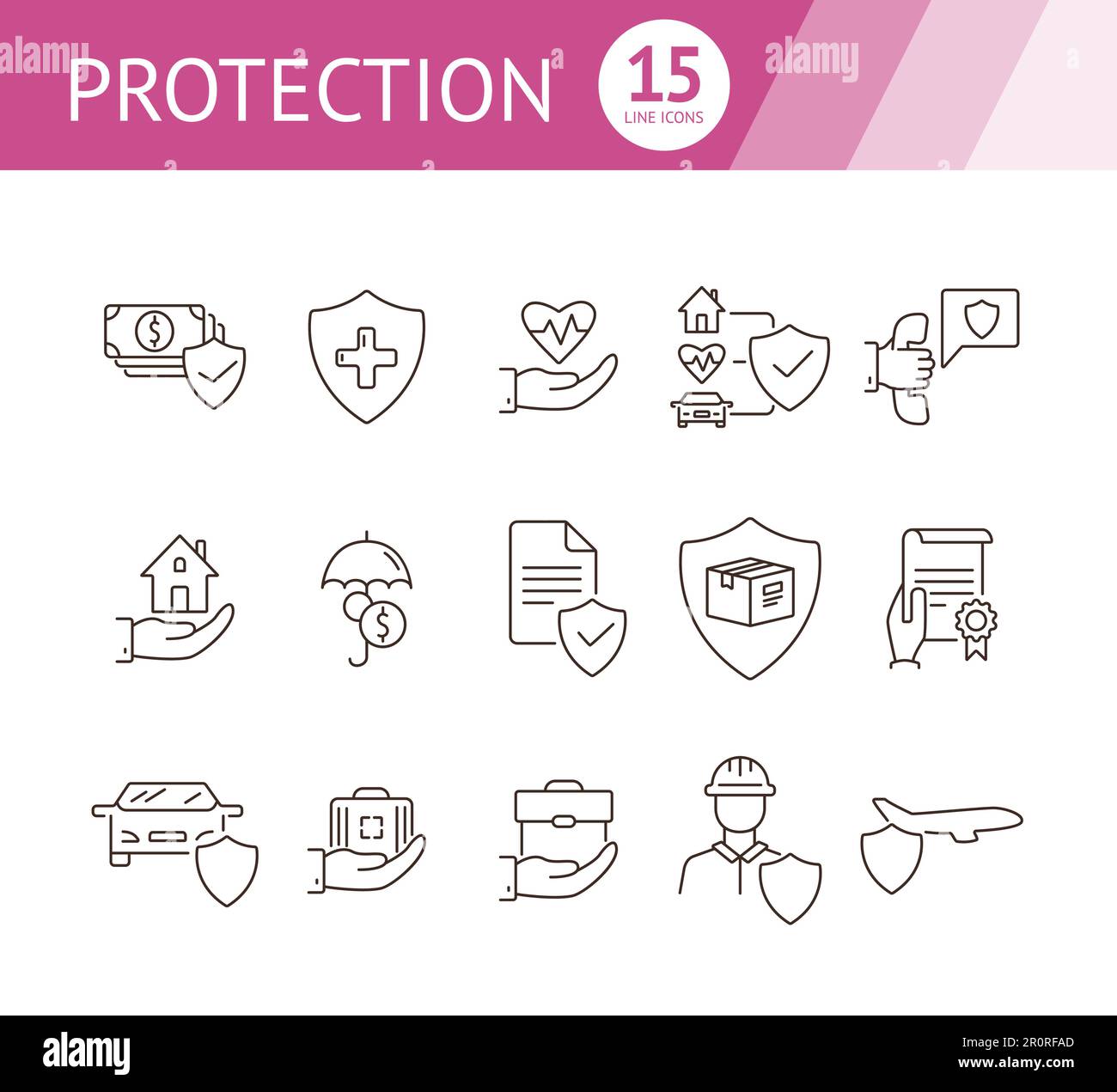 Protection line icon set Stock Vector Image & Art - Alamy