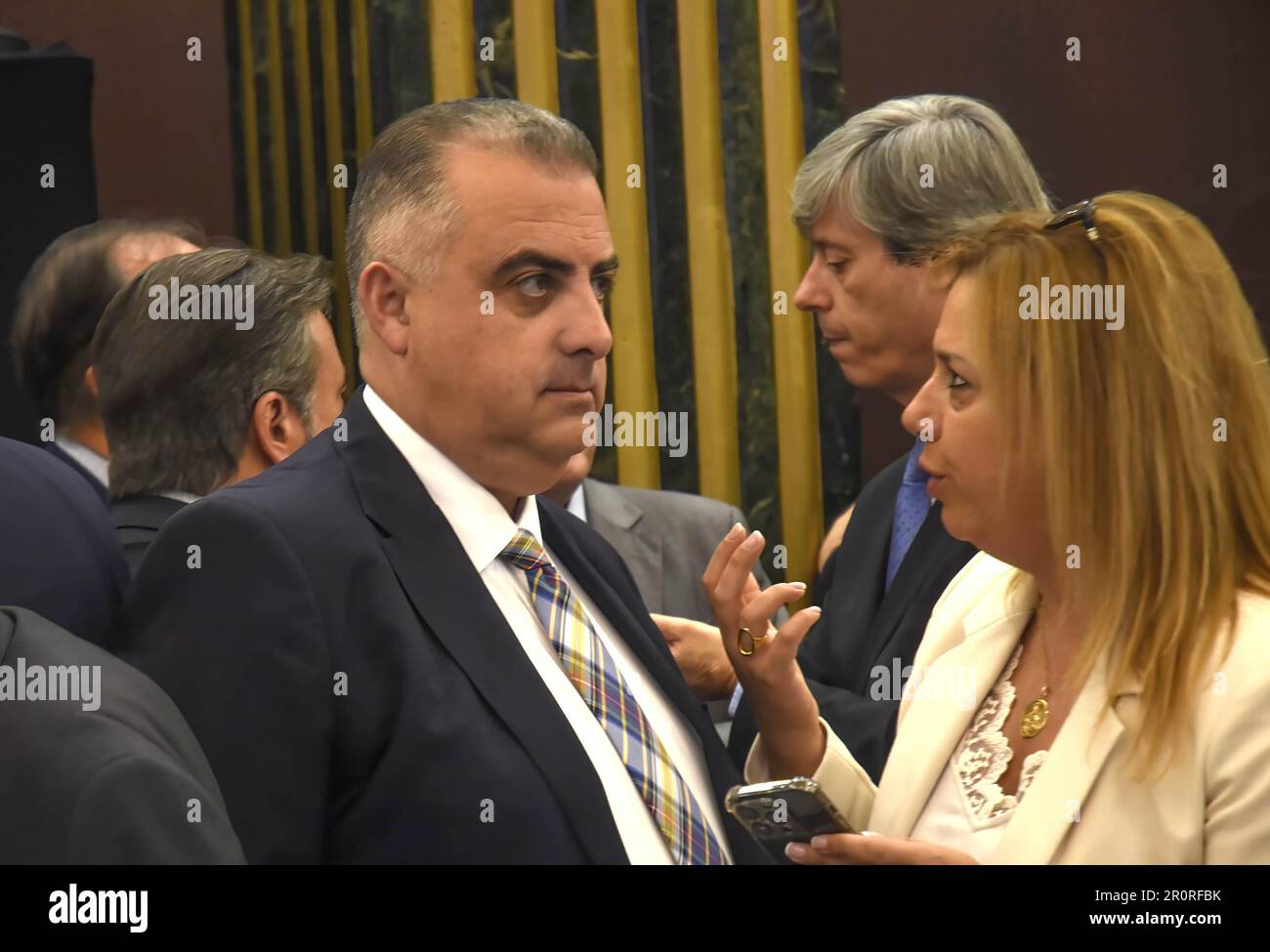 Madrid, Spain. 09th May, 2023. Elena Catillo and Roberto Media talk ...