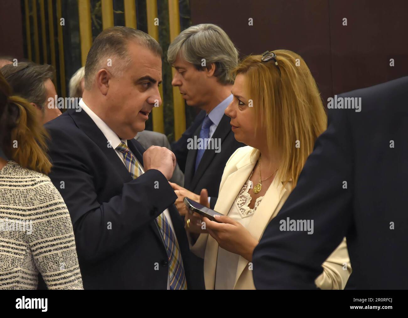 Madrid, Spain. 09th May, 2023. Elena Catillo and Roberto Media talk ...