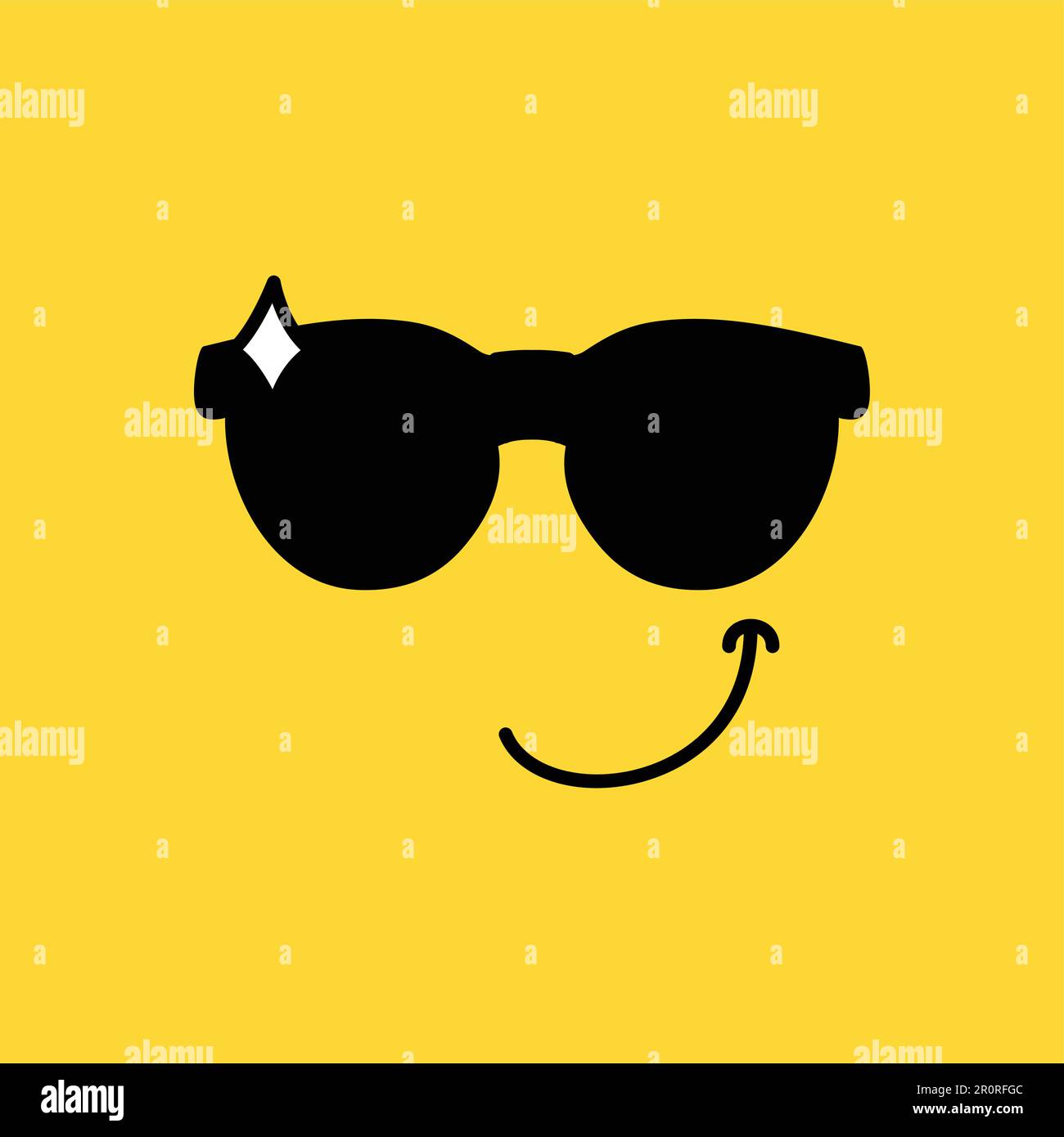 Cool, confident emoji vector illustration. Sunglasses emoticon, social ...