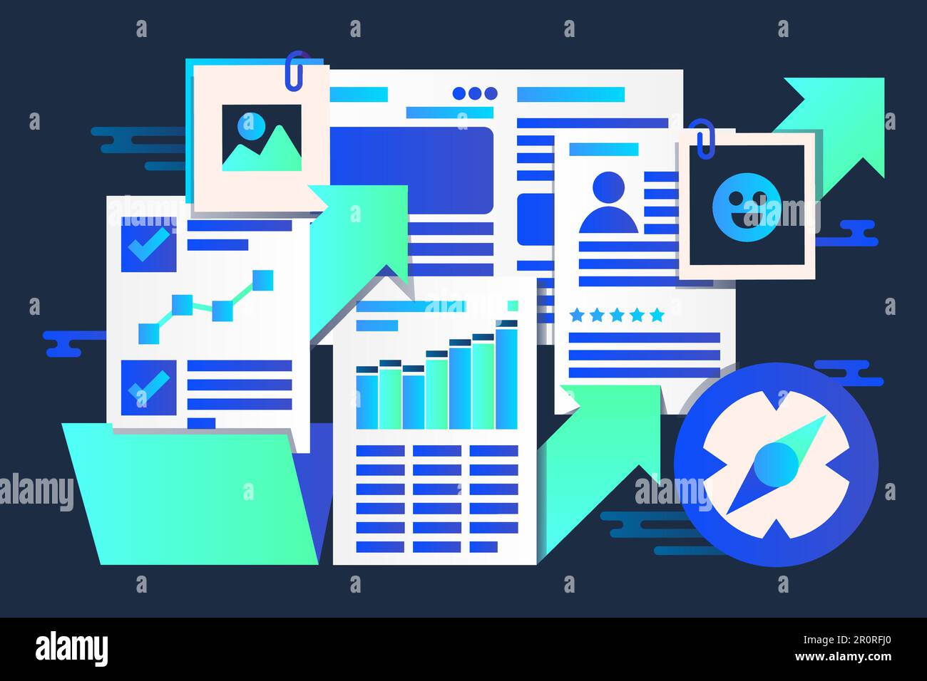 Personnel portfolio abstract vector illustration. Company growth rates ...