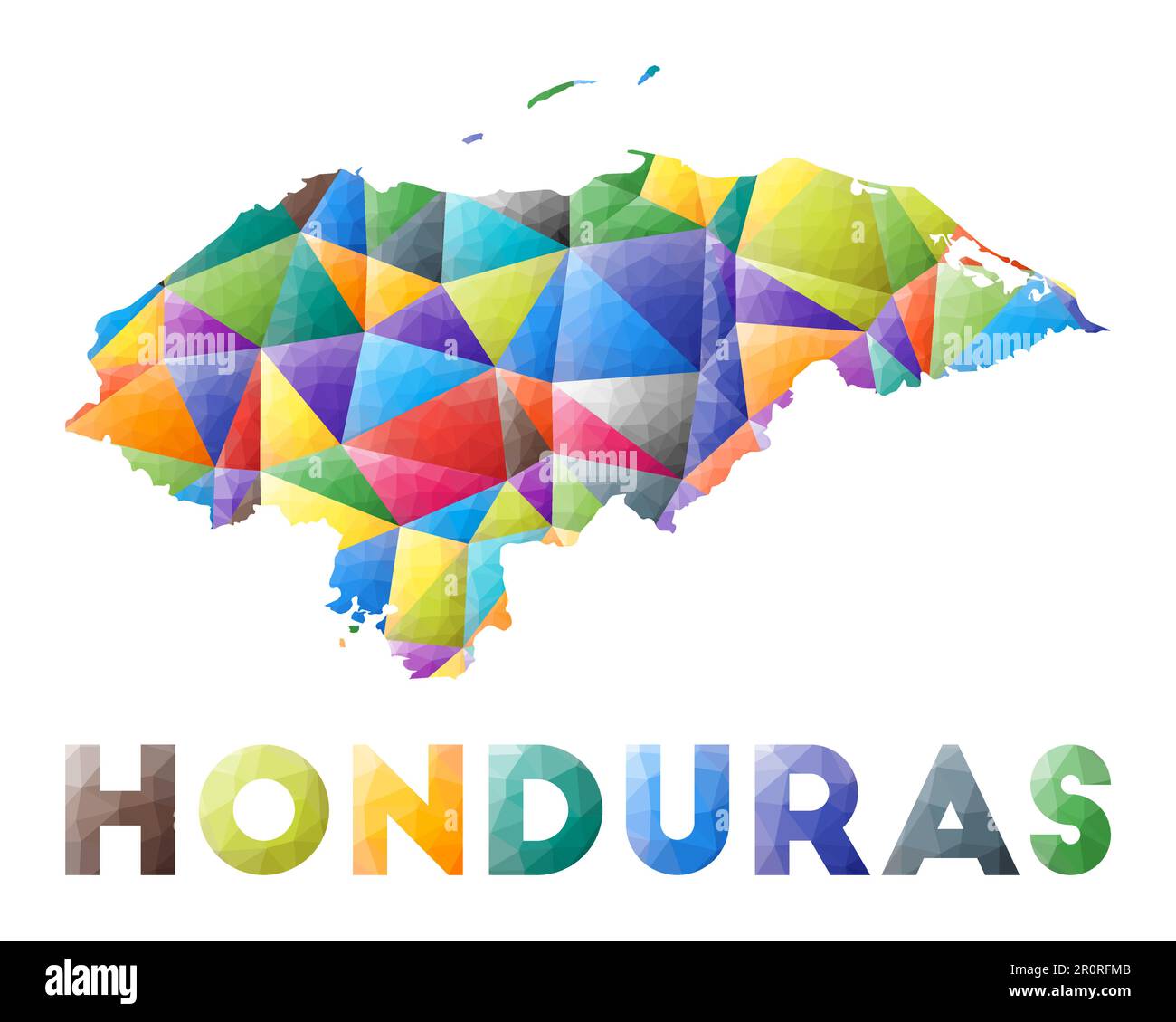 Honduras - colorful low poly country shape. Multicolor geometric ...