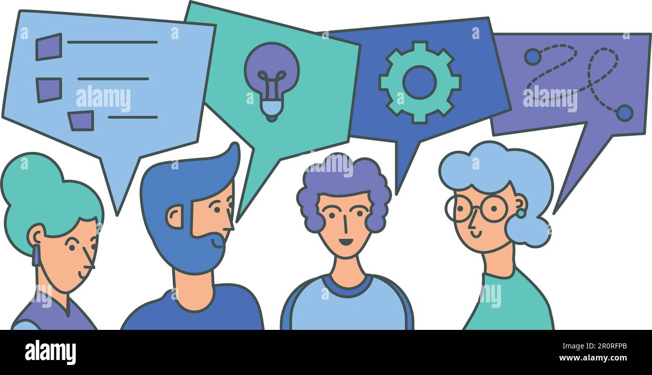 Team building, brainstorm vector illustration. Cartoon colleagues ...