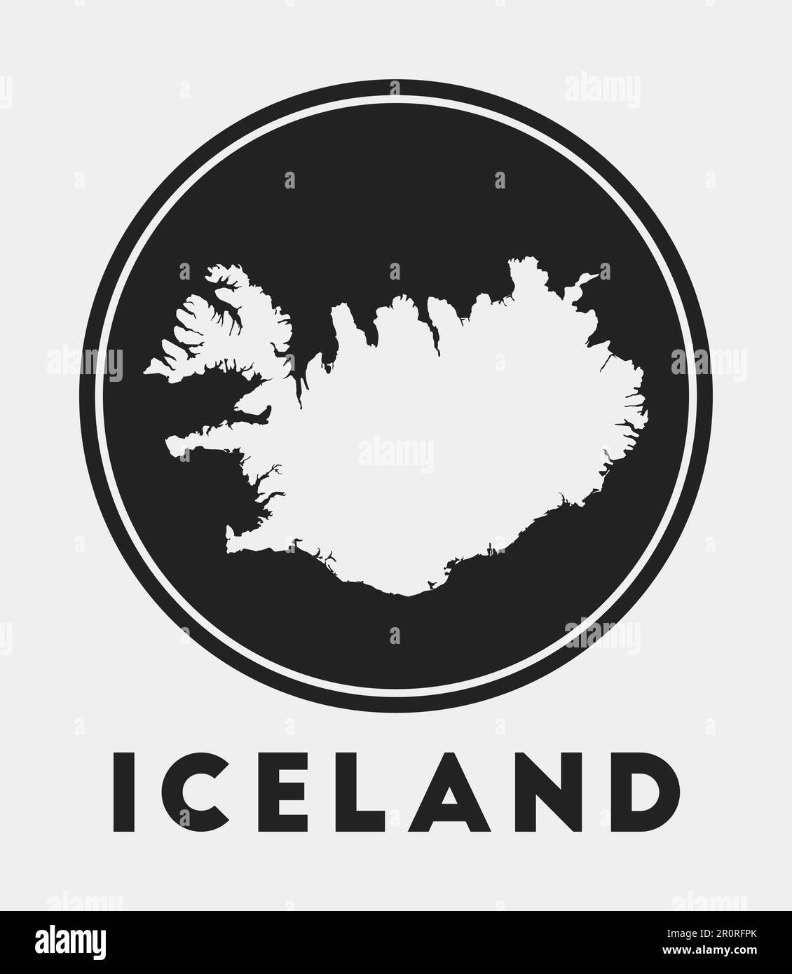 Iceland icon. Round logo with country map and title. Stylish Iceland ...