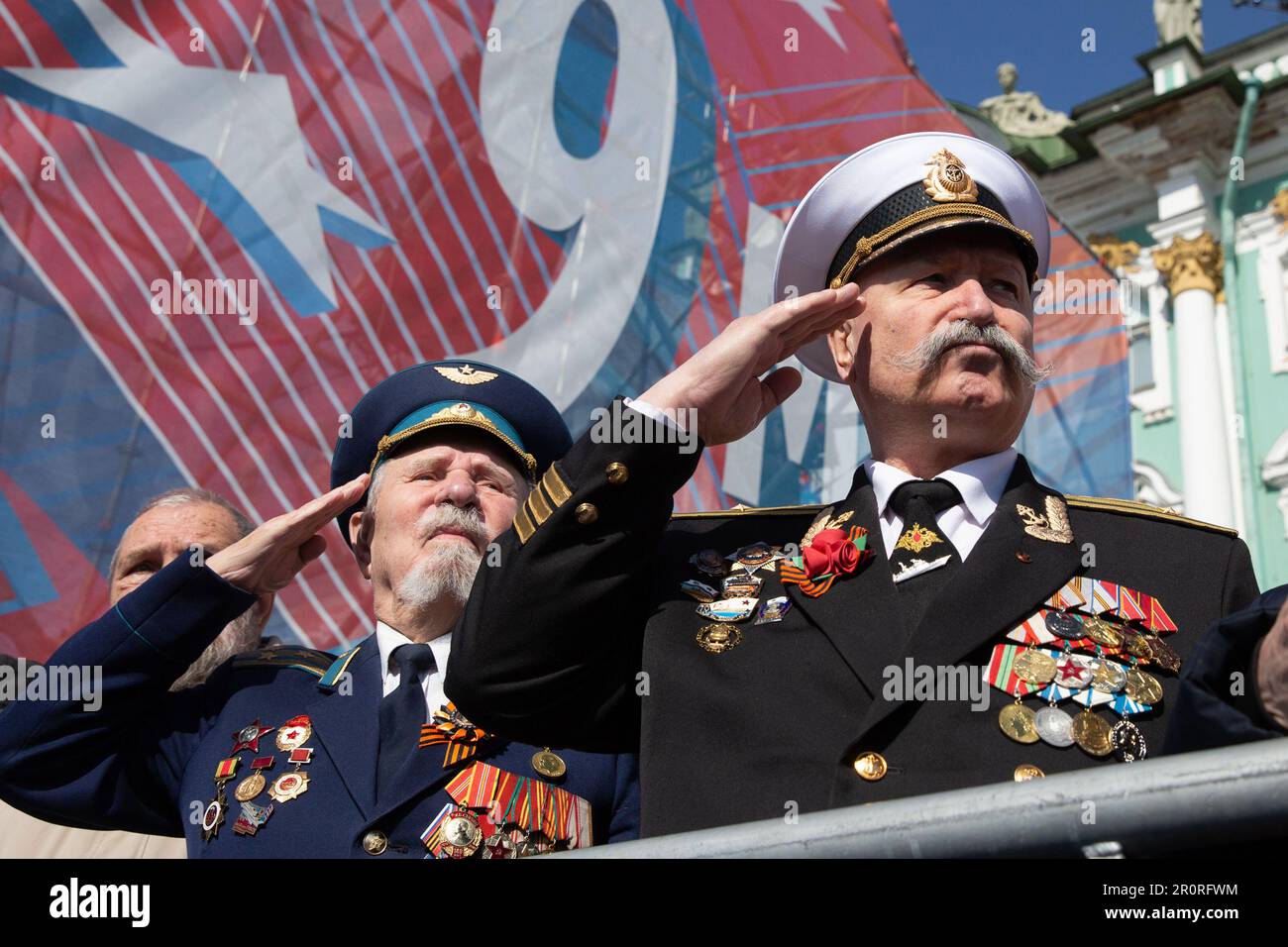 St. Petersburg, Russia. 9th May, 2023. Veterans salute during a ...