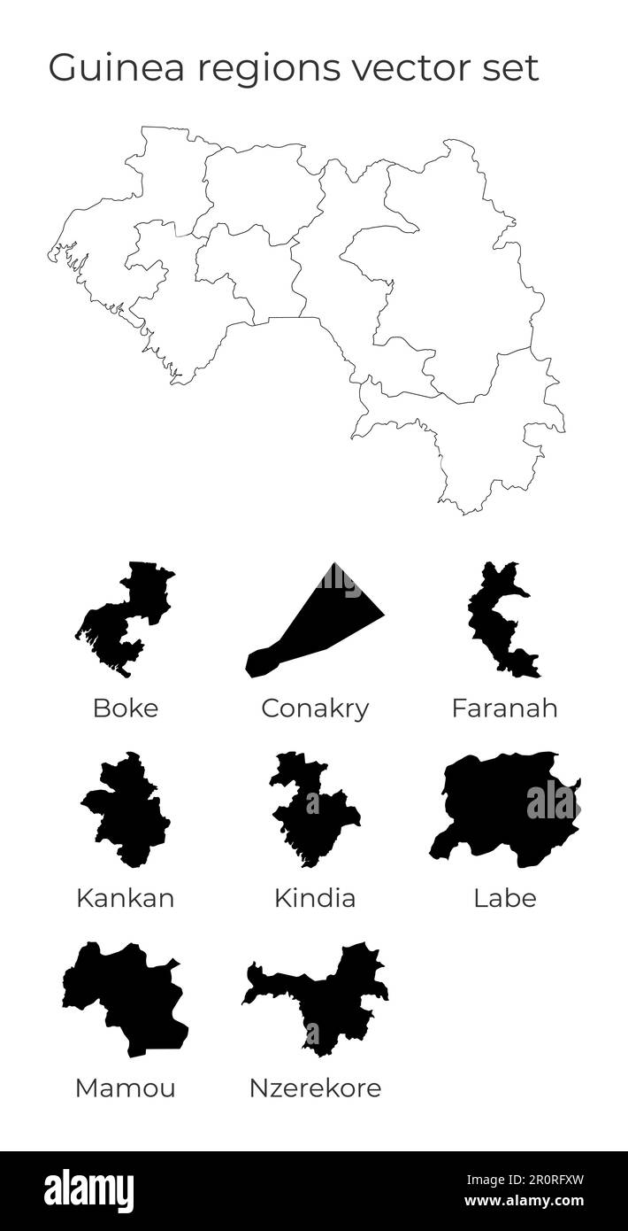Guinea map with shapes of regions. Blank vector map of the country with ...
