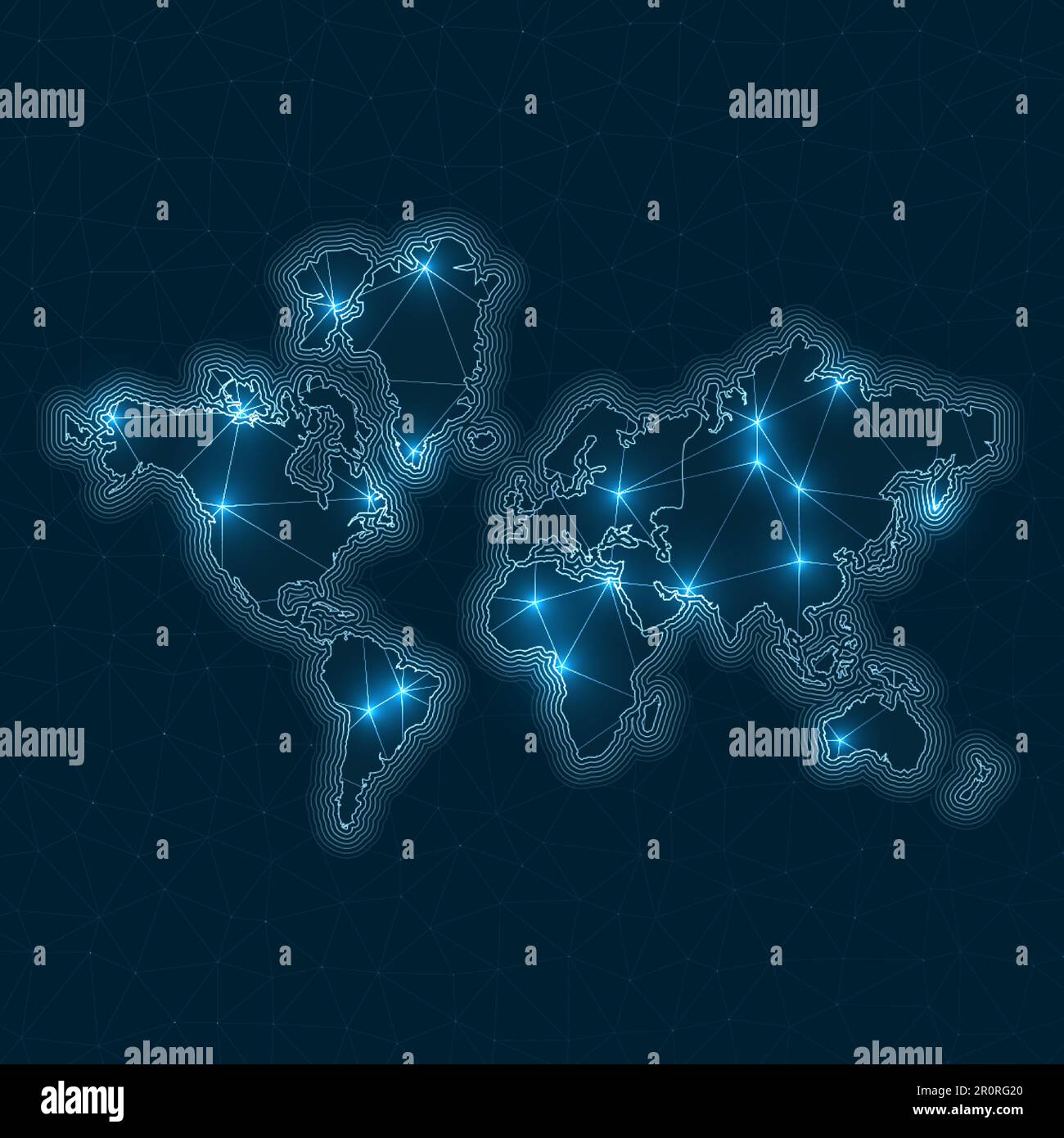 The World network map. Abstract geometric map of the world. Digital ...