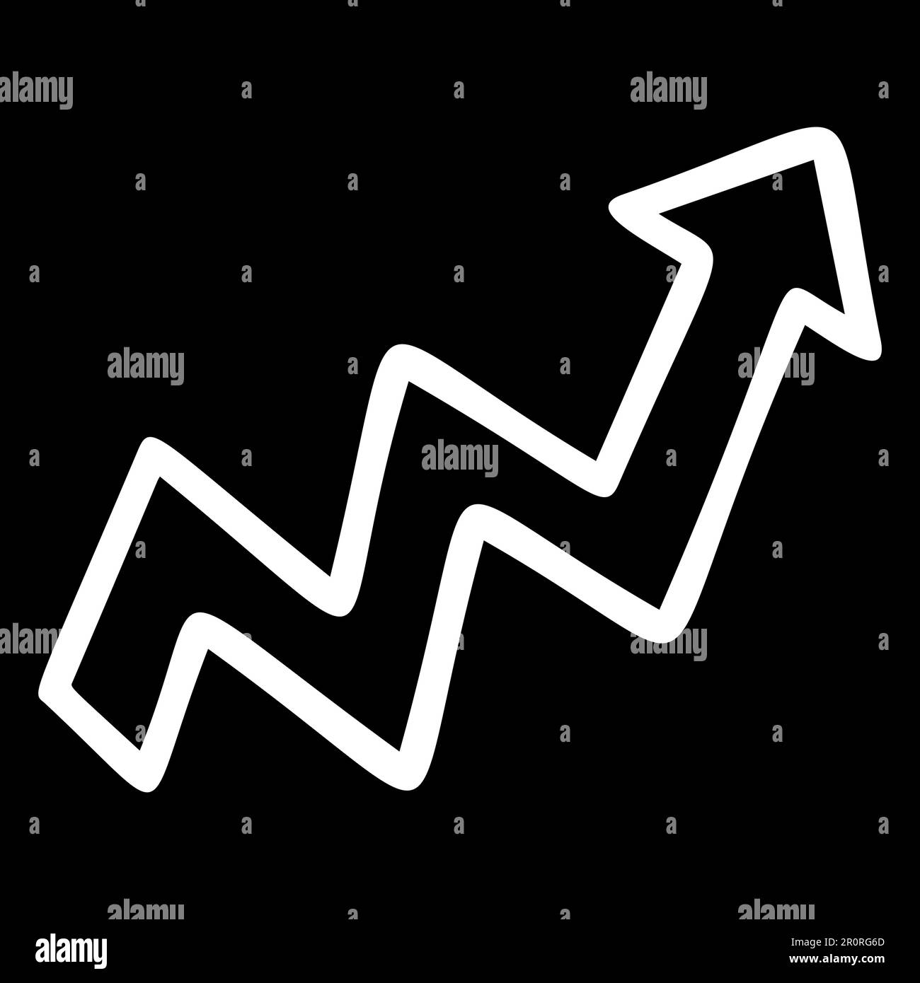 Zigzag up arrow hand drawn vector illustration. Rising pointer sign ...
