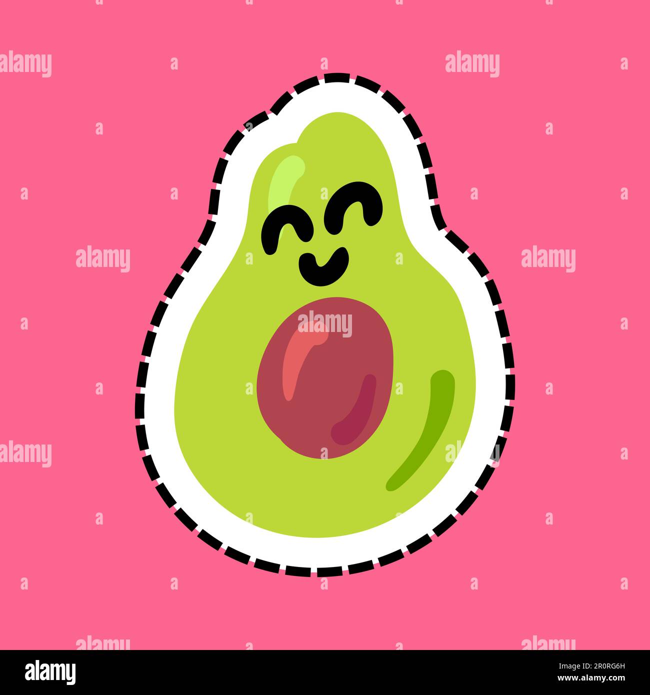 Happy avocado cartoon flat kawaii. Avocado fruit vector isolated ...