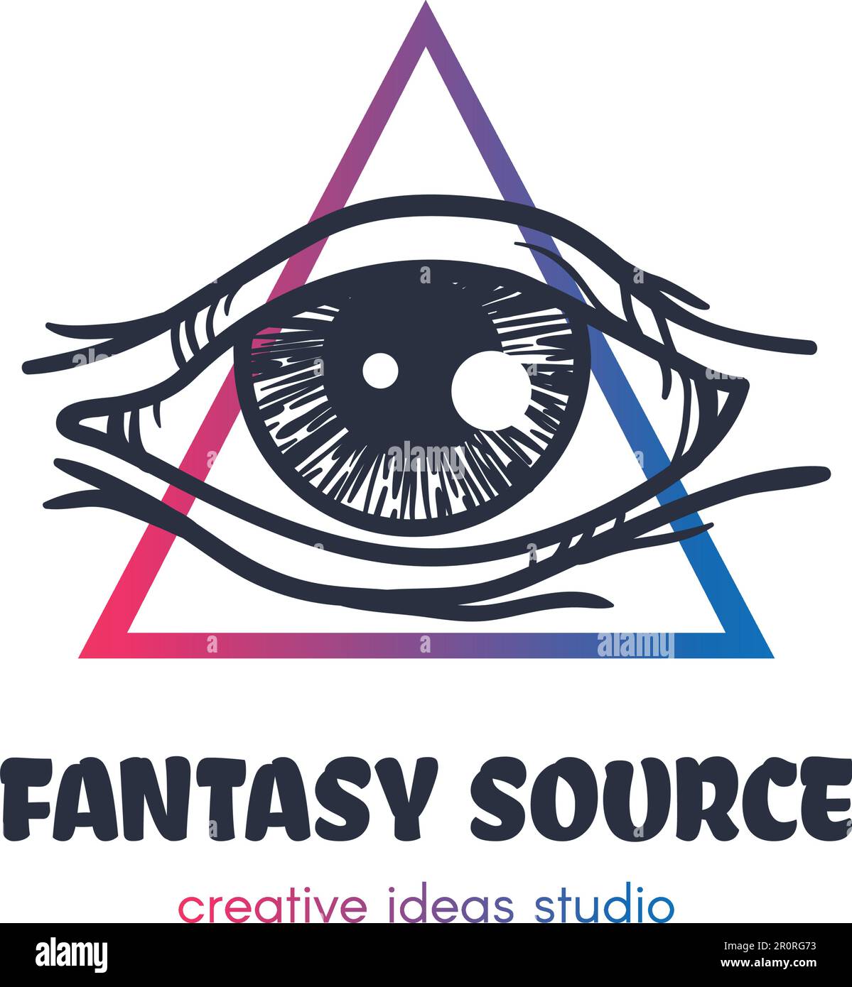 Stylized eye of providence vector logo design. Fantasy source outline ...