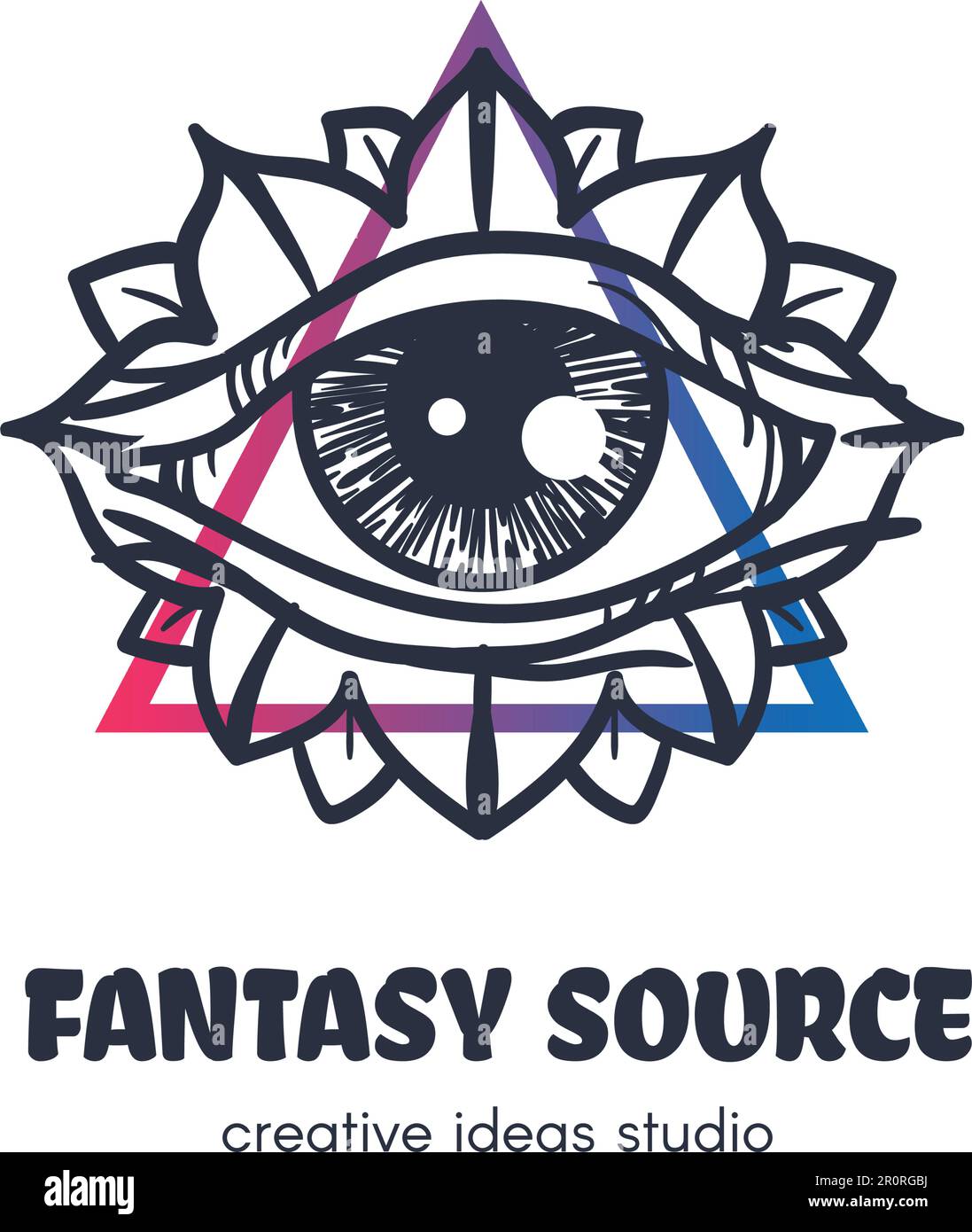 Stylized eye of providence vector logo design. Fantasy source outline ...