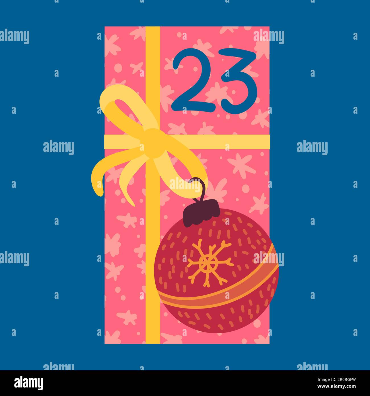 Christmas present from above flat vector illustration. Wrapped gift box ...