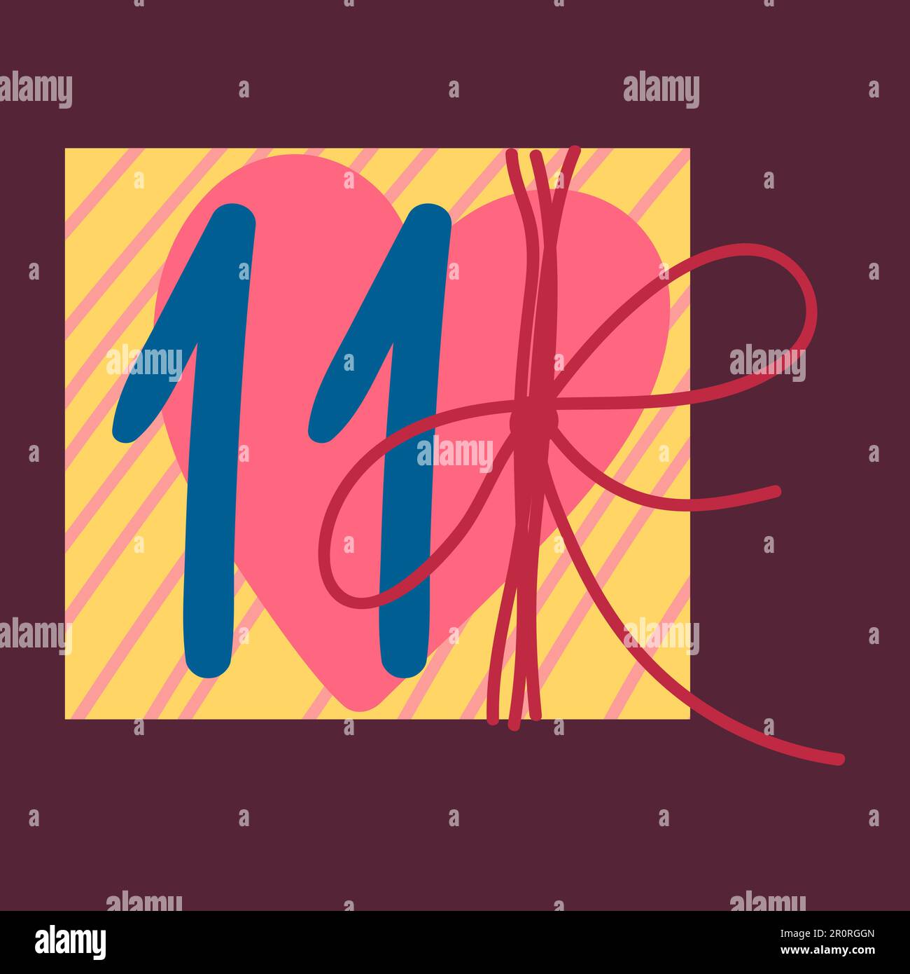 Christmas present from above flat vector illustration. Wrapped gift box ...