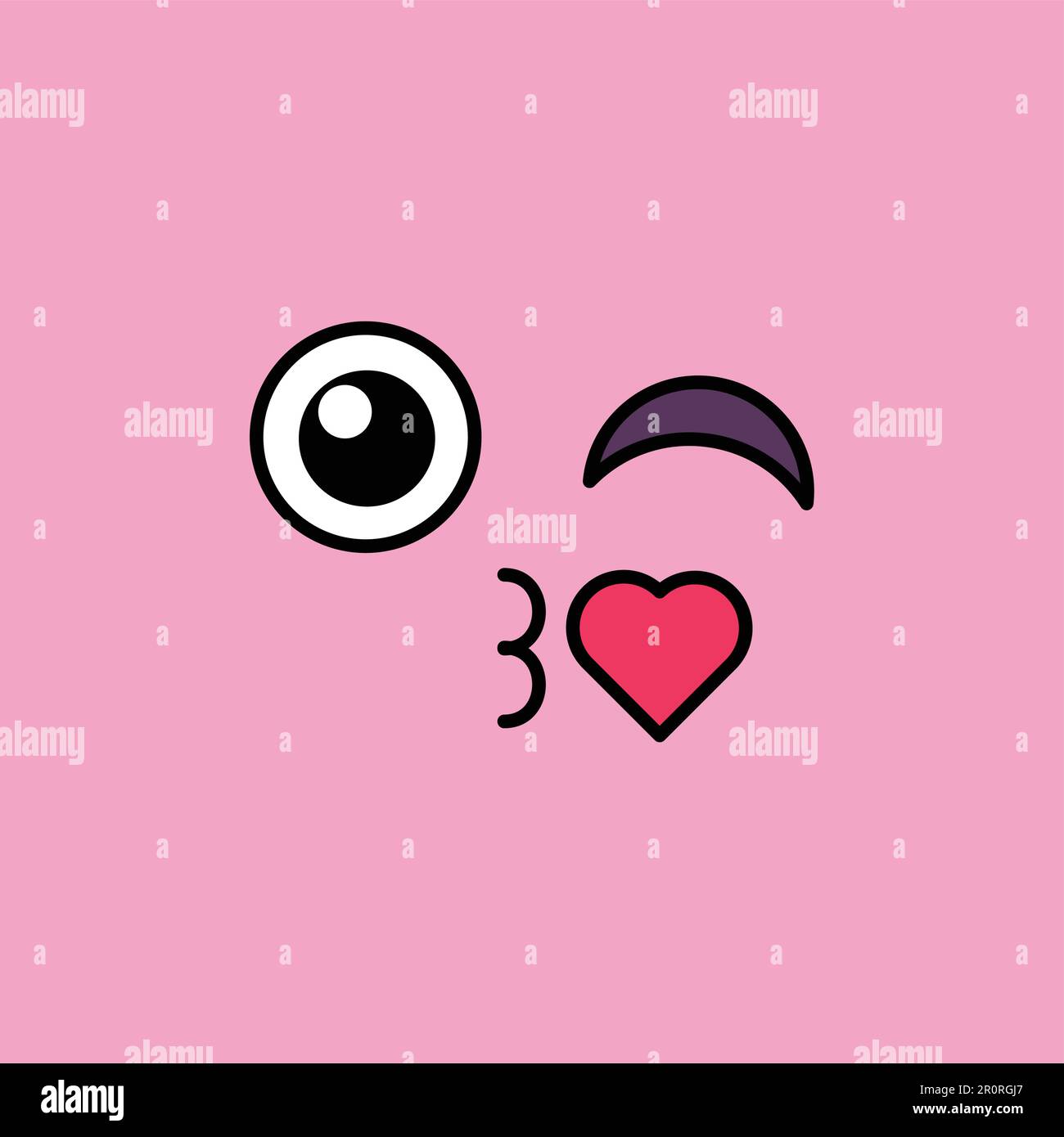 Kiss, romantic emoji vector illustration. Wink emoticon, passionate ...