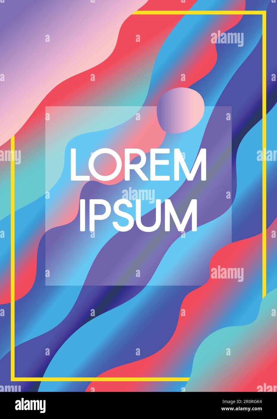 Abstract fluid waves with text frame borders gradient background ...