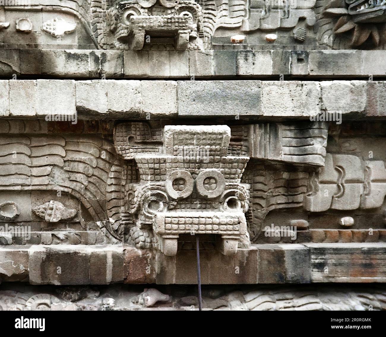 The Temple of the Feathered-Serpent, sculpture depicting the deity ...