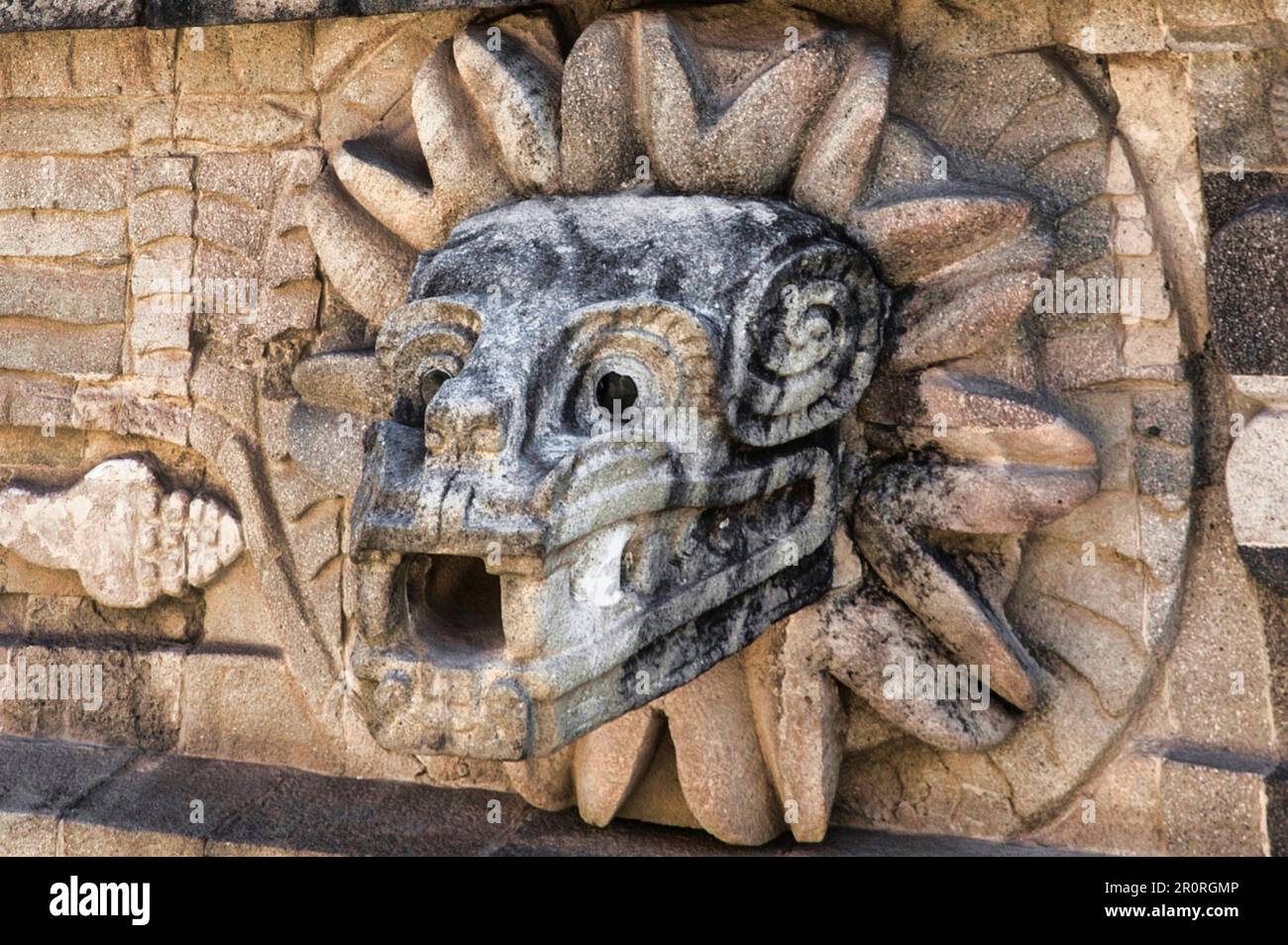 The Temple Of The Feathered Serpent Sculpture Depicting The Deity Known As Quetzalcoatl The