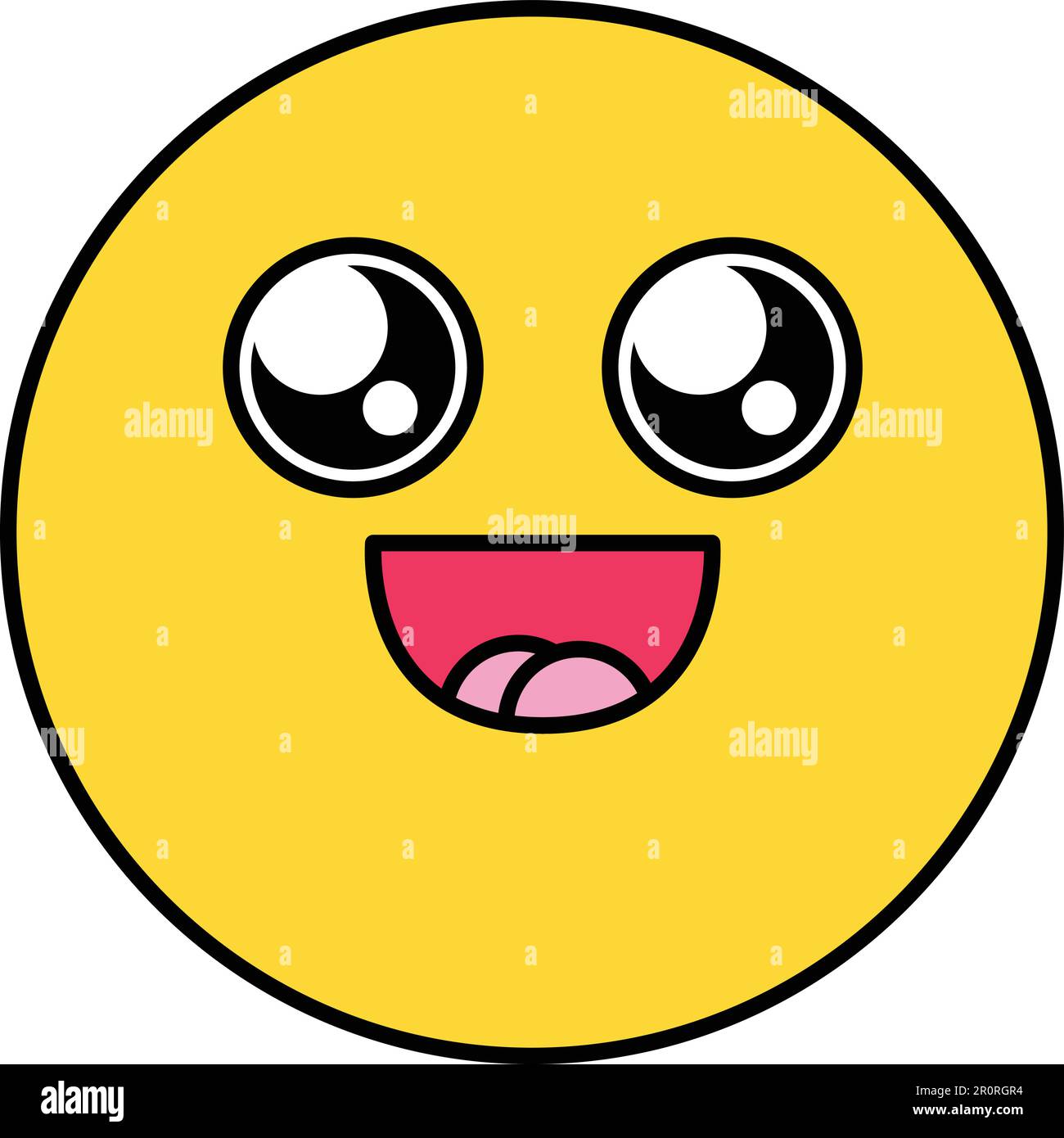 Charmed, fascinated emoji color illustration. Cute emoticon, emotion ...