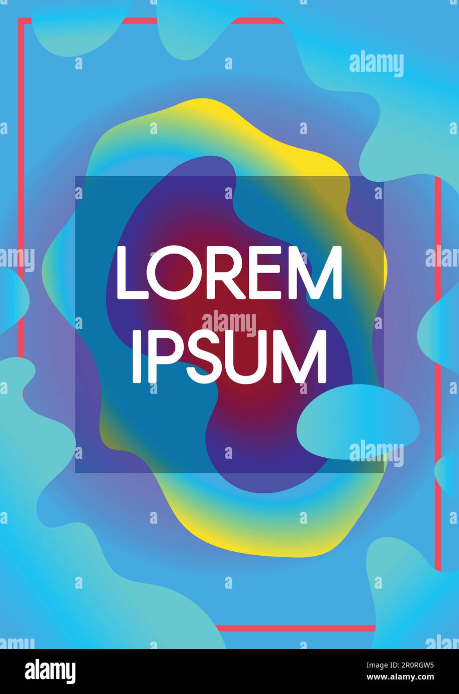 Abstract fluid shapes with text frame borders gradient background ...