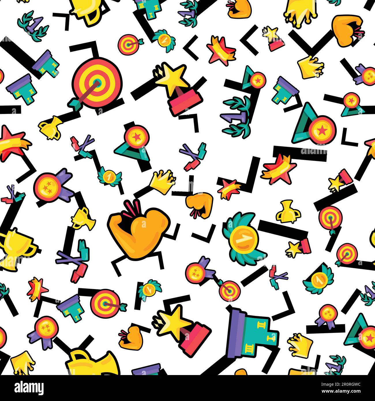 Winner awards seamless color vector pattern. Winner trophies, medals ...