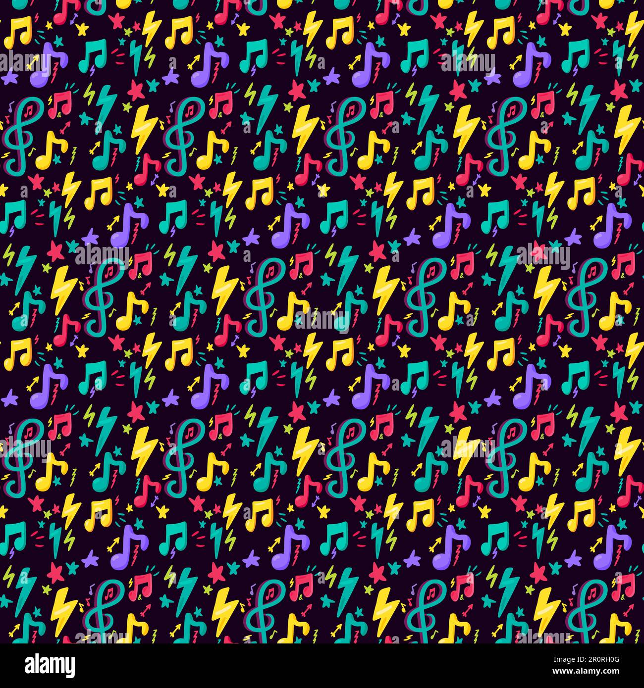 Colorful Design Musical Note Flat Seamless Pattern. Abstract Music ...