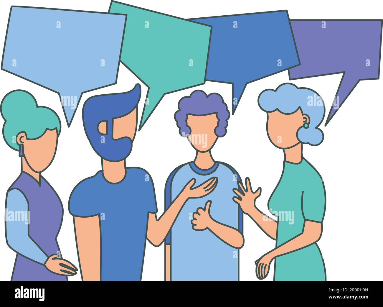 Friendship vector illustration. Young people cartoon characters. Social ...