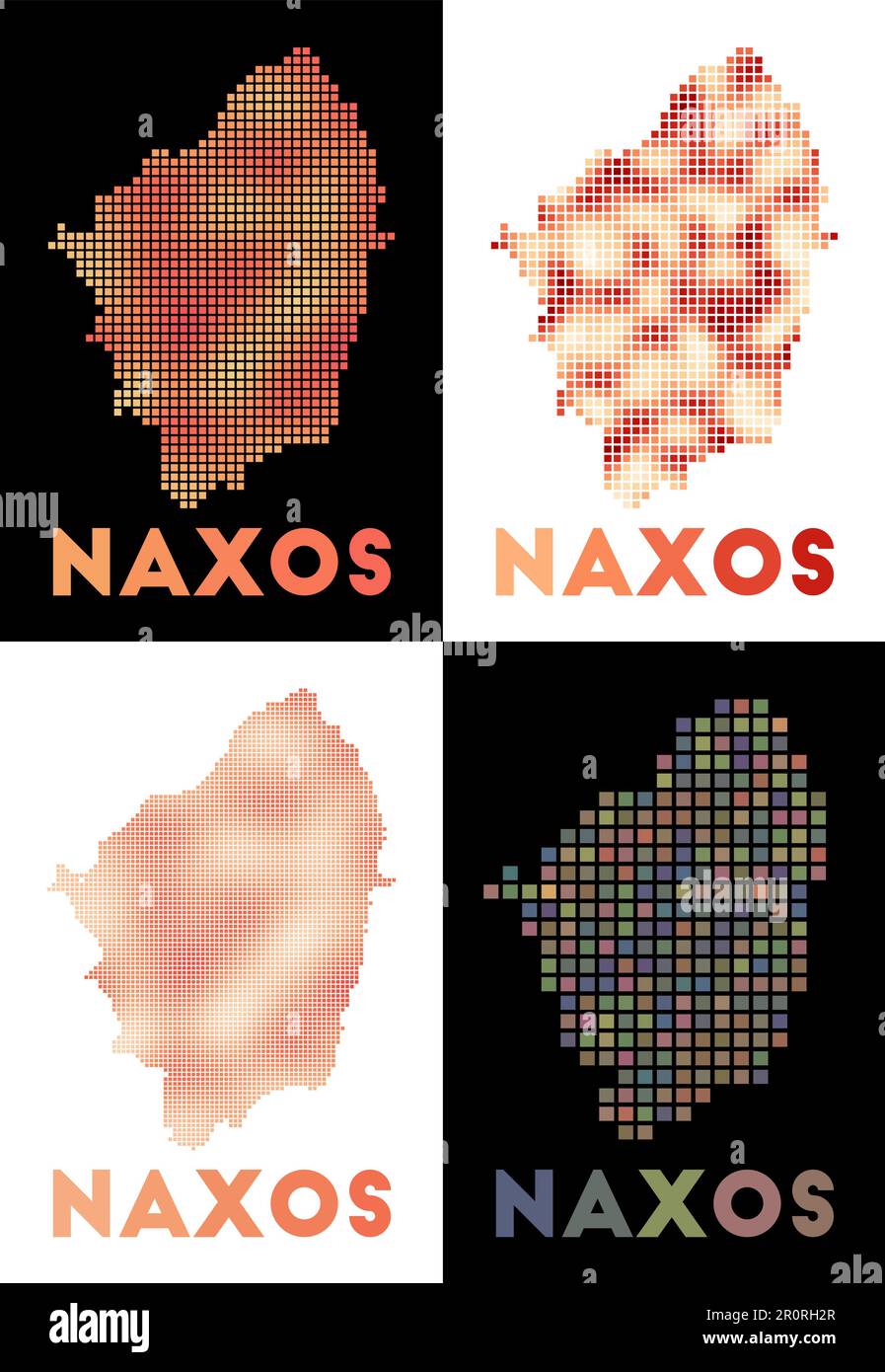 Naxos map. Collection of maps of Naxos in dotted style. Borders of the ...