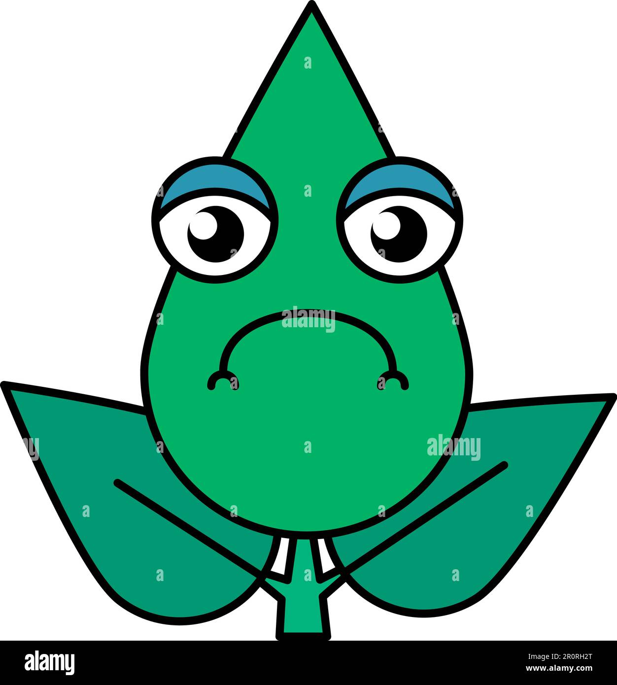 Tree leaf gloomy emoji thin line icon. Sad face sticker, dejected ...