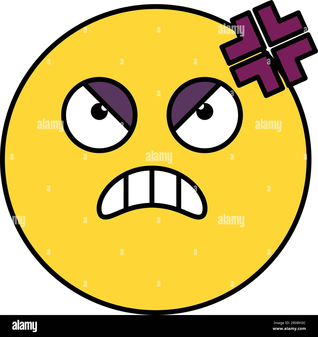 Angry, annoyed emoji illustration. Furious, anger emoticon, yellow ...